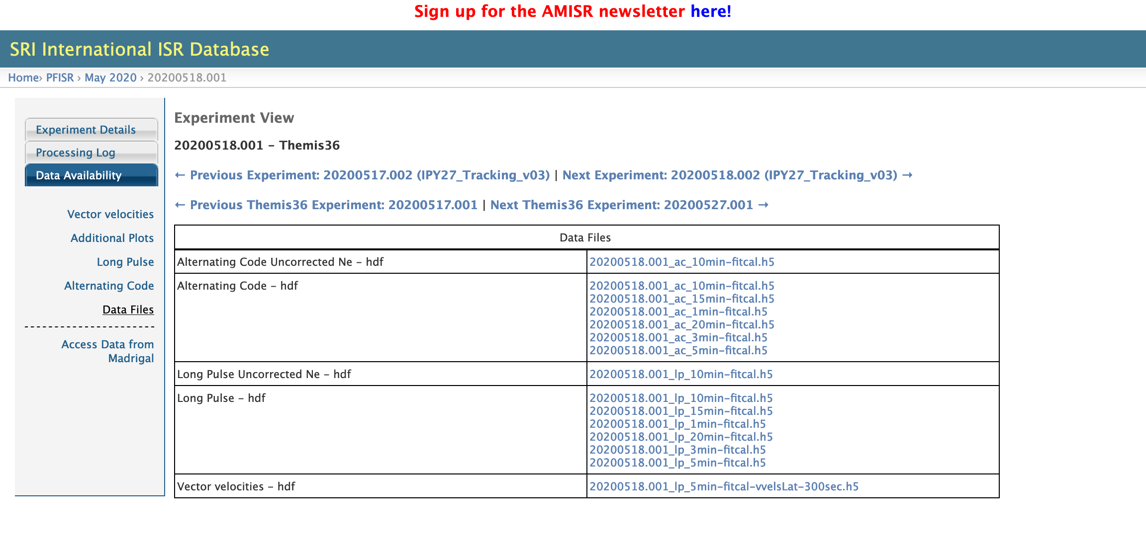 SRI Database | AMISR User Manual